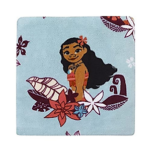 Disney Moana Feel The Waves Aqua, Coral & Violet with Pua Pig & Tropical Flowers Super Soft Toddler Blanket, Aqua, Orange, Purple, White , 40x50 Inch (Pack of 1)