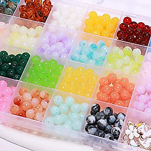 LFLIUN Acrylic Beads for Bracelet Making Kit, Imitation Gemstone Glass Beads Crystal Beads Jewelry Making Kit Beading Kit, Girls' Bracelet Necklace Jewelry Making Kit Birthday Gift