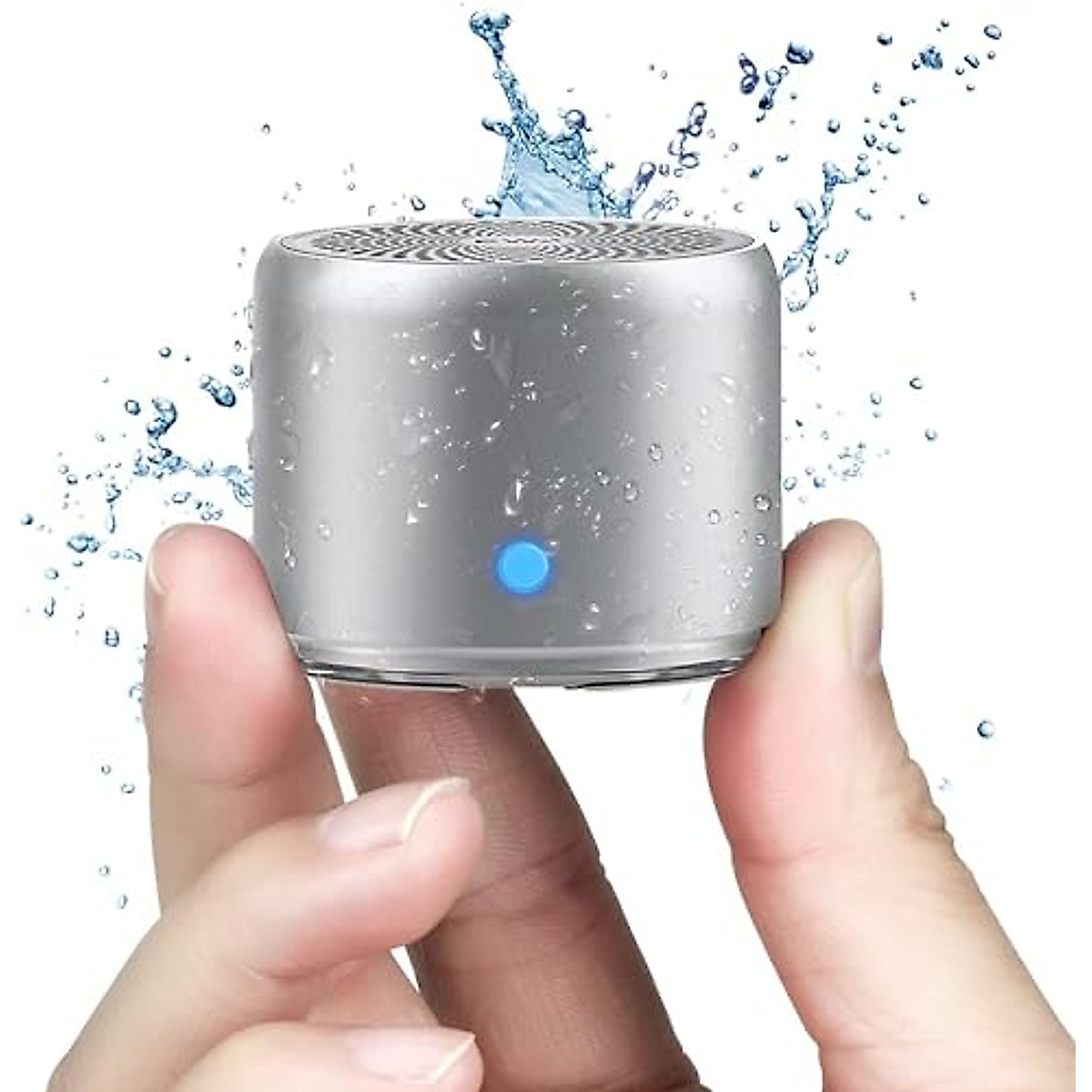 Travel Case Packed, Wireless Mini Bluetooth Speaker with Custom Bass Radiator. EWA A106, Small But Loud, The Next Generation of Portable Speakers for Home, Outdoors, Shower (Silver)1.89* 1.57 inches