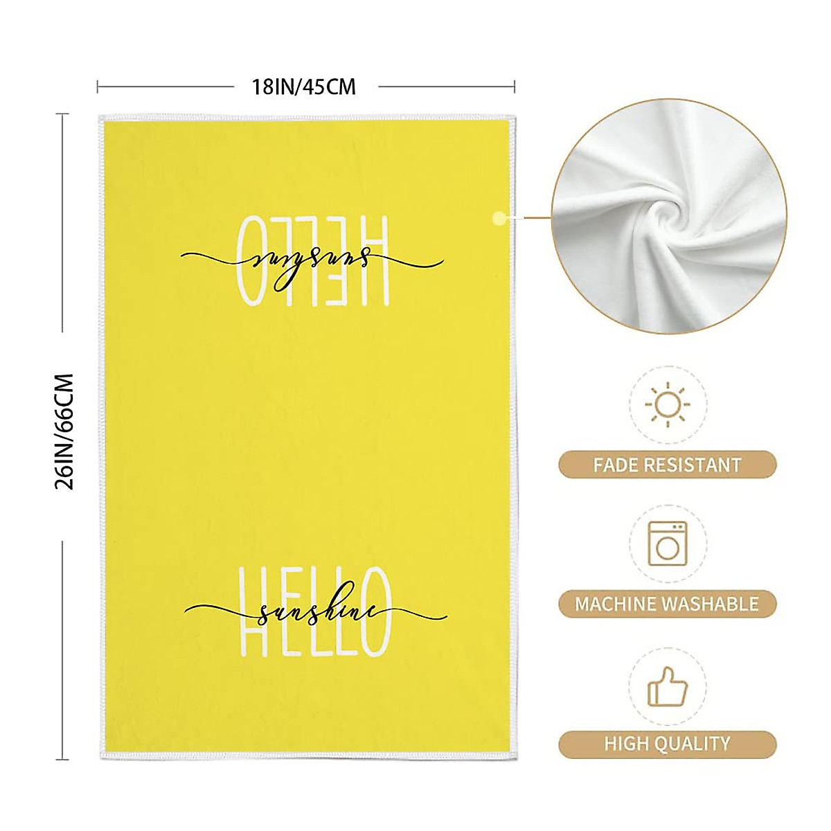 GEEORY Kitchen Towels for Spring Summer Decor Yellow Daisy Dish Towels 18 x 26 Inch Ultra Absorbent Bar Drying Cloth Hello Sunshine Hand Towel for Kitchen Bathroom Party Home Decorations Set of 2