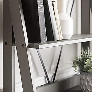 Walker Edison X Back Modern Farmhouse Wood Bookcase Bookshelf Home Office Living Room Storage, 4 Shelves, Grey