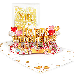 Pyoimmne Wedding Card, 3D Pop Up Wedding Cards for Bride and Groom, Funny Wedding Gift Card with Envelope and Message Card
