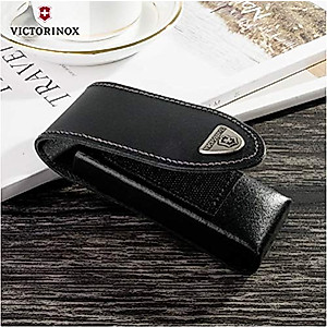 Victorinox 4.0523.3-X1 Large Leather Belt Pouch Black 111mm/2-3 Layer Ideal to Hold and Protect Your Swisstool or 111mm Knife in Black 4.7 inches