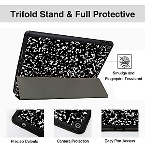 Hi Space for iPad 9th 8th 7th Generation Case for iPad 10.2 Case 2021 2020 2019 Composition Notebook with Pencil Holder, Book Trifold Protective Shockproof Cover with Auto Sleep Wake for A2270 A2428