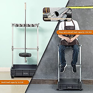 Broom mop Holder Cleaning Supplies Organizer Janitor carts on Wheels Housekeeping Station Storage Tools for Garage, Garden, Closet, Cabinet