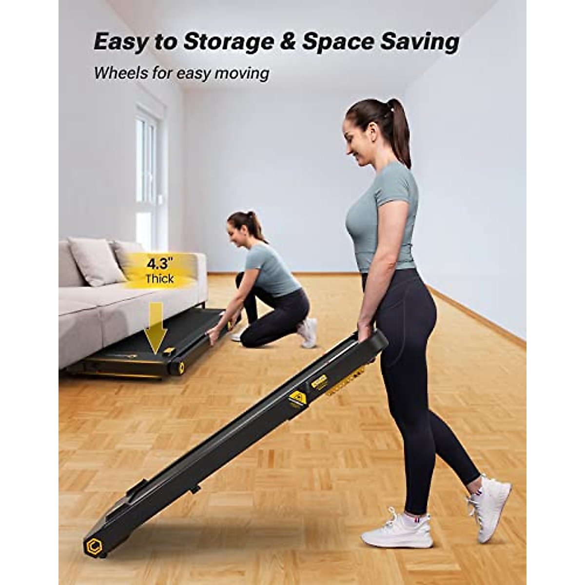 UREVO Treadmill with Desk, 3 in 1 Foldable Treadmill with Removable Desk, Install Free Under Desk Treadmill, 3HP Powerful Walking Treadmill for Office with Remote, Folding Treadmill in 2s Folding