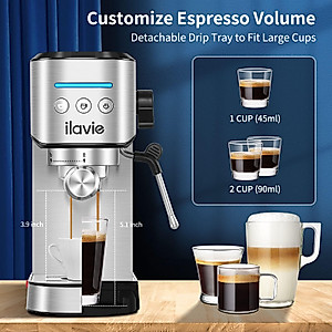 ILAVIE Espresso Machine with 1000ML Removable Water Tank for Cappuccino, Latte