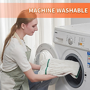 Midoneat Commercial Mop, Heavy Duty Industrial Mop with Two Extra Replacement Mop Head,60" Long Handle Looped-End String Wet Cotton Mops for Floor Cleaning