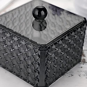 Hipiwe 4 Packs Cotton Swab Ball Pad Holder - Acrylic Apothecary Jar Dispenser Cotton Balls Canister Jar with Lid, Bathroom Storage Organizer for Q-Tips, Makeup Sponges