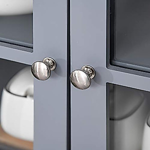 HOMCOM Elegant Buffet with Hutch, Kitchen Pantry Storage Cabinet with Framed Glass Door Drawer and Microwave Space, Grey