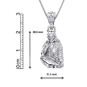 Tongari 92.5 Sterling Silver God Shree Sai Baba/ Satya Sai Baba Pendant for Men & Women Pure Silver Lord Sai Baba/ Satya sai Locket For Good Wealth & Health..