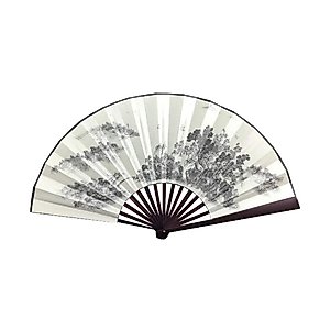 Seres Classic Folding Fan,Bamboo Fan Rib&Printing Cloth of 12+ Pattern Options,13in,折扇 (Pattern 1-Breeze on Landscape(惠风和畅))