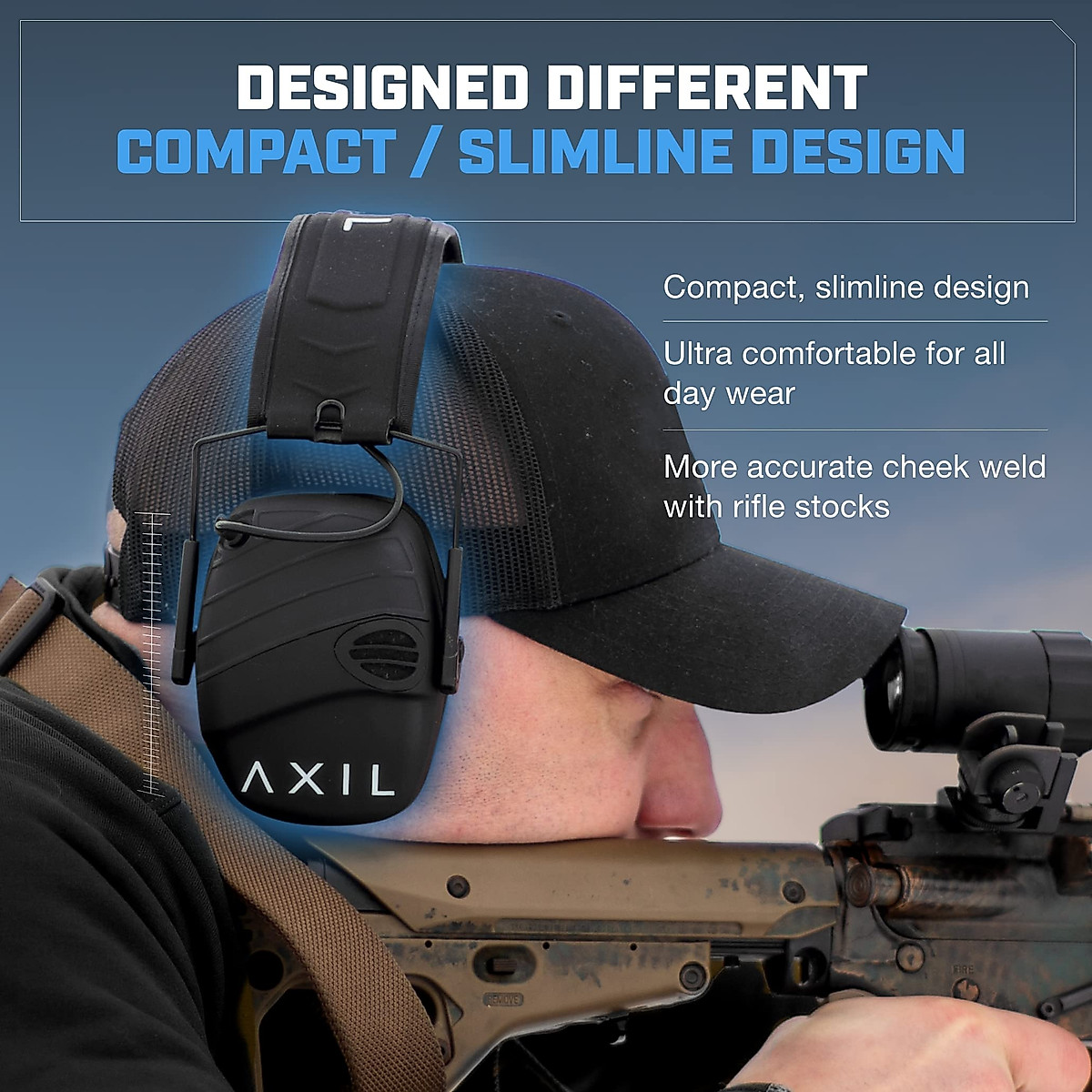 AXIL TRACKR Noise Cancelling Ear Muffs – Mowing, Construction, & Shooting Ear Protection – Comfortable Ear Muffs for Noise Reduction – Sweat & Water Resistant Ear Protection for Shooting