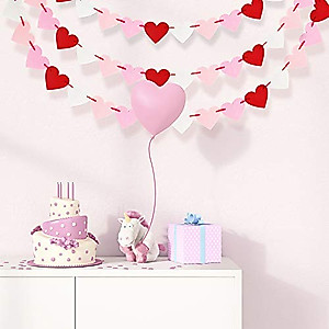 Valentines Day Burlap Banner, Valentines Decor for Home, Be Mine Hanging Banner & 28 Pcs Felt Heart Garland Banner Decor for Mantle Fireplace Wall, Decorations Pre-Assembled - No DIY Required