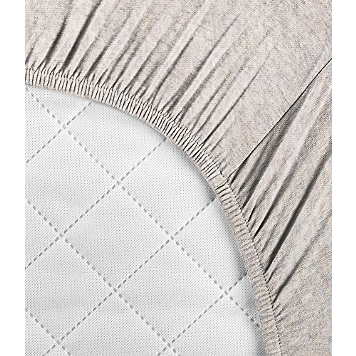 Amazon Basics 100% Cotton Jersey Fitted Baby Crib Sheet, Fits up to 6-Inch Mattress - 28 x 52-Inch, Oatmeal, Solid