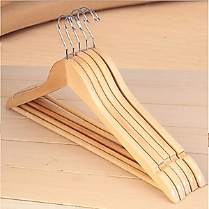 Coat Hangers 5Pcs Sturdy Good Load-Bearing Shirt Wooden Hanger Clothes Drying Racks (Wooden Color 5PCS)