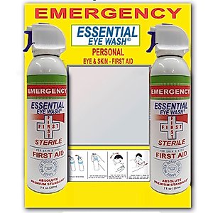 Mirrored Emergency Eye Wash Station with 2 Bottles of 7-oz Eyewash Spray from Biologic Aqua