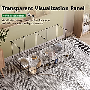 C&AHOME Pet Playpens, Small Animal Indoor Playpen, DIY Exercise Fence, Playpen Cage, Expanded & Portable Design for Guinea Pigs, Puppy, 49.5" L x 25.4" W x 22.6" H UTW3040W