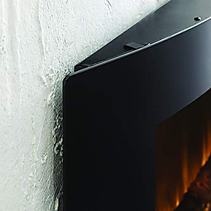 Muskoka 42" Contemporary Curved Front Slim Line Wall Mount Infrared Electric Fireplace, Black Glass