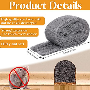 IUYPKQ Steel Wool for Mice Control - 2 Pack of 3×10Ft Steel Wool, Gap Filter for House & Garage - Keep Mice Away from Holes，Siding，Pipeline，Vents in Garden, House, 7.04oz (2, 100g)
