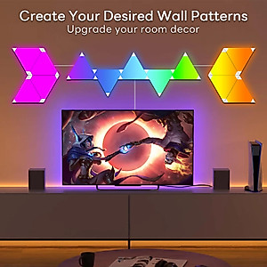 MCWOFI RGBW Smart Triangle Light, LED Wall Panel Light 9 Pack, DIY Design, Music Synchronization, APP Control, for Living Room, Game, Party Decoration