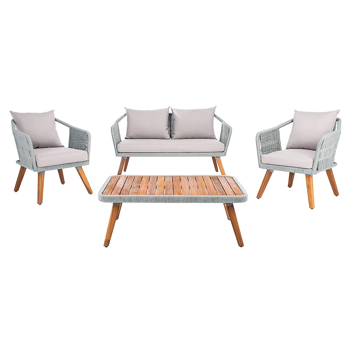 Safavieh Outdoor Collection Raldin Grey Rope 4-Piece Patio Set