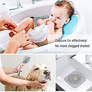 2 Pack Shower Drain Hair Catcher-Square 5.7 Inch Flat Durable Silicone Drain Hair Catcher, Shower Drain Hair Catcher with Suction Cups Easy to Install Bathroom,Bathtub,Kitchen