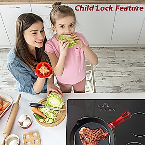 Electric Cooktop 24",220V~240V Built-in 4 Burners Ceramic Cooktop with Hard Wire, 6000W Touch Control Glass Cooktop, 24 Inch Electric Stove Top,Hard Wire(No Plug)