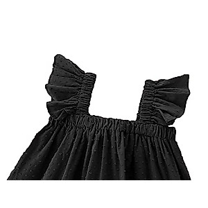 LNKXRTY Baby Girls Cotton Dress Sleeveless Swiss Dot Dress Toddler A-Line Casual Dress Sleeveless Baby Cute Party Dresses 688 Black 120