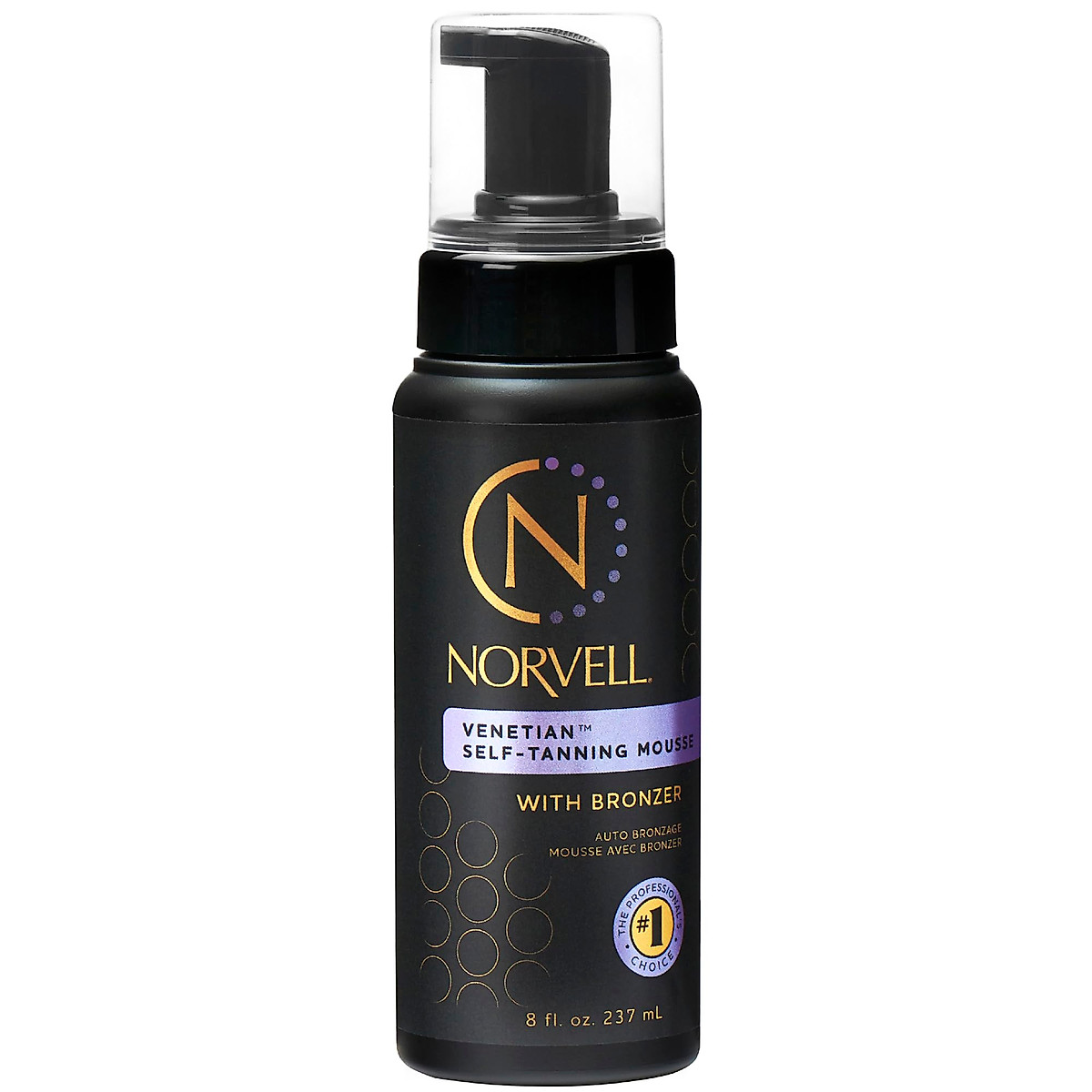 Norvell Venetian Sunless Self Tanner Mousse with Bronzer, 8 Fl Oz - Instant Self Tanning - Natural Looking - Anti-Orange - Fake Tan for Bronzing Glow