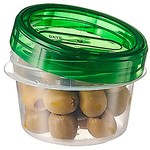 PLASTICPRO 6 Pack Twist Cap Food Storage Containers with Green Screw on Lid- 4 oz Reusable Meal Prep Containers - Small Freezer Containers Microwave Safe Green Plastic Food Storage