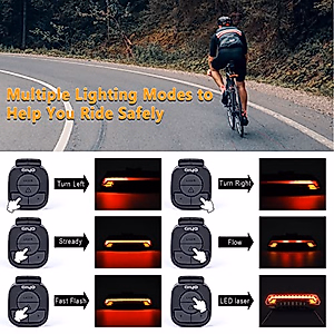 Bike Tail Light Rechargeable with Turn Signals - Laser Drive LED Bike Rear Light - IPX4 Waterproof Smart Bicycle Brake Light for Safer Cycling (USB Cable Included)