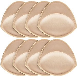 4 Pairs Push up Bra Inserts Breast Enhancer Cups Bra Pad Inserts Sewn Edges Bra Replacement Pad Sew in Bra Cups Sports (Beige)