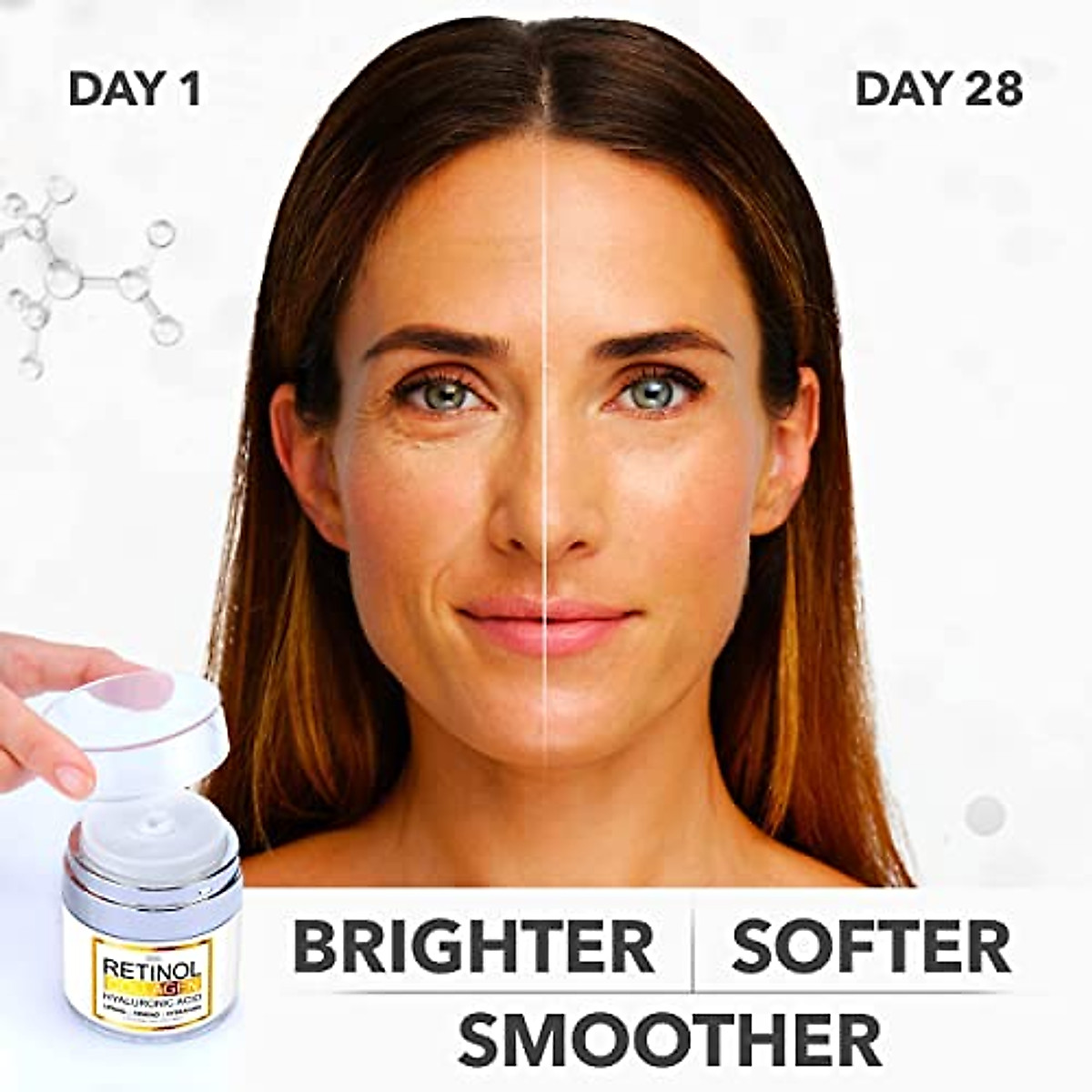 Retinol Cream for Face - Facial Moisturizer with Collagen Cream and Hyaluronic Acid - Anti Aging Face Cream - Day and Night Face Lotion for Women and Men - Hydrating Wrinkle Cream for Face - All Skin Types