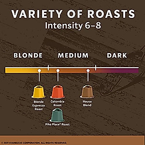 Starbucks by Nespresso Mild Variety Pack Coffee (50-count single serve capsules, compatible with Nespresso Original Line System)