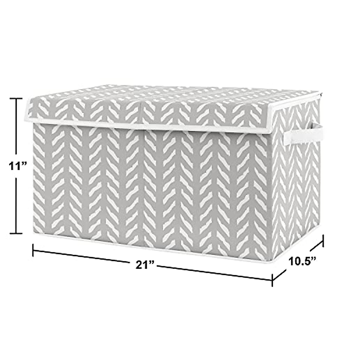 Sweet Jojo Designs Grey Boho Arrow Boy or Girl Small Fabric Toy Bin Storage Box Chest For Baby Nursery or Kids Room - Gray and White Herringbone for Woodland Forest Friends Collection