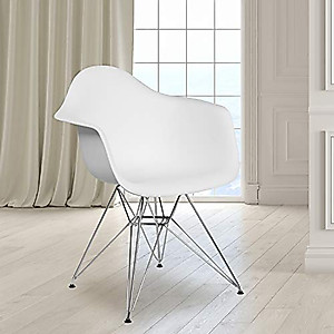Flash Furniture Alonza Series White Plastic Chair with Chrome Base