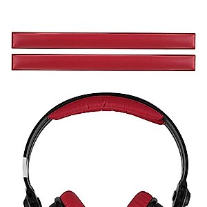 Geekria Protein Leather Headband Pad Compatible with Sennheiser hd25 hd25 II HD25 Plus HD25 Special Edition, Headphones Replacement Band, Headset Head Cushion Cover Repair Part (Red 2Pack)