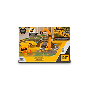 CAT Construction Toys, CAT Little Machines Vehicles Play Mat with Collectible Construction Vehicles, Sensory Toys for Kids Ages 3 and up