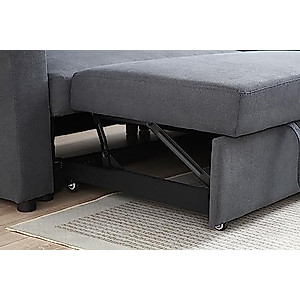 uhome Upholstered Sleeper Sofa with USB Ports sectional Couch Reversible Sofabed, Full XL, Black