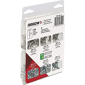 Arrow RK6120 Pop Rivet Assortment Kit for Metal, Fabric, Leather, and Auto Repair, Aluminum and Steel, 1/8-Inch, 120-Pack