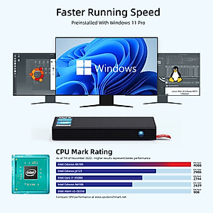 MeLE PCG02 Pro Fanless Mini PC Stick N5105, Small Computer Portable, DDR4, Win 11 Pro, HDMI *2, 4K, Wi-Fi 6, Gigabit Ethernet, BT 5.2, USB 3.2 * 2, Type-C, Support VESA Mount (8G/256G)