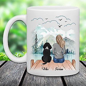 WHIDOBE Personalized Dog Mug - Life is Better with a Dog (Girl - Dog) - 11oz, 15oz Custom Dog Coffee Mug for Dog Lover, Two-tone Dog Mom Mug for Women - Personalized Dog Gifts for Dog Lovers