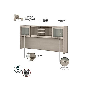 Bush Furniture Somerset 72W 3 Position Sit to Stand L Shaped Desk with Hutch in Sand Oak