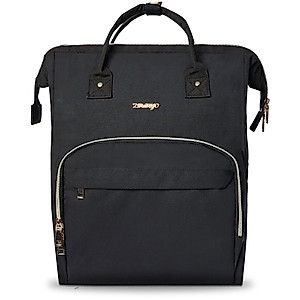 ZIRANYU Large Travel Backpack for Women, 15.6 Inch Laptop Backpack, Computer Work Bag, Waterproof Business Backpack, Nurse Teacher Backpack with USB Port, Black