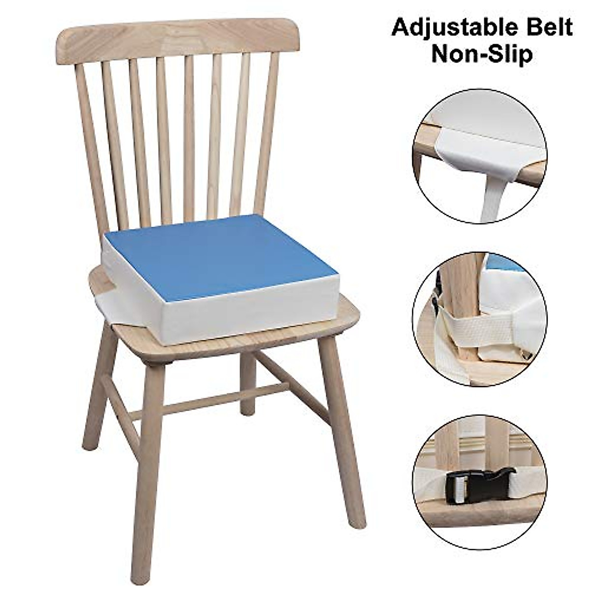 Toddler Booster Seat for Dining Table, Waterproof PU Washable Thick Toddler Dining Booster Seat, Kids Booster Seat for Dining Table with 2 Adjustable Straps Safety Buckle