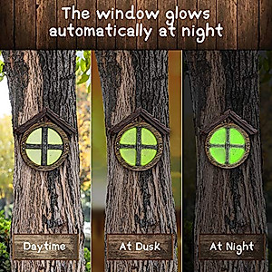 ALLADINBOX Miniature Fairy Gnome Home Pine Cone Design Window and Door for Tree Hugger Decoration, Glow in Dark Fairies Sleeping Noctilucence Yard Art Garden Sculpture, Lawn Ornament Halloween Décor
