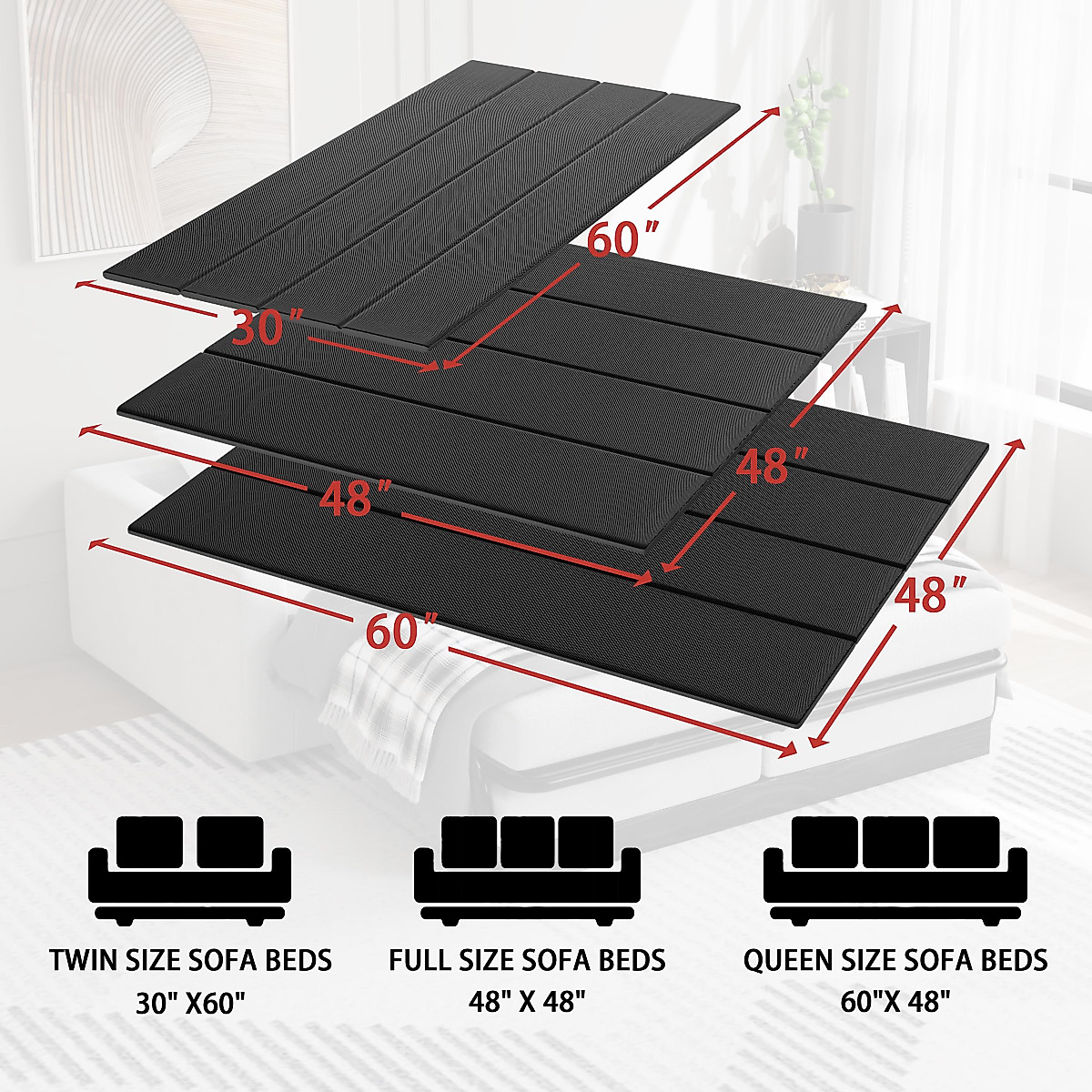 Imperius® Sleeper Sofa Bed Support Board,Sleeper Sofa Support for Sofa Bed Slats,Sleep Sofa Bar for Sofa Bed or Pullout Couch,No Assembly Needed(Queen 48x60)