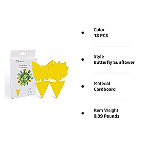 Garsum Fruit Fly Sticky Trap for Indoor and Outdoor, Fungus Gnat Killer for Houseplant,Mosquitos, Flying Insect, White Flies, 18 Pack