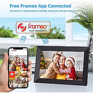 Digital Photo Frame WiFi 10.1 Inch Frameo Smart Digital Picture Frame with HD IPS Touch Screen, 16GB Storage, Auto-Rotate, Send Photos or Videos via Free App from Anywhere, Black